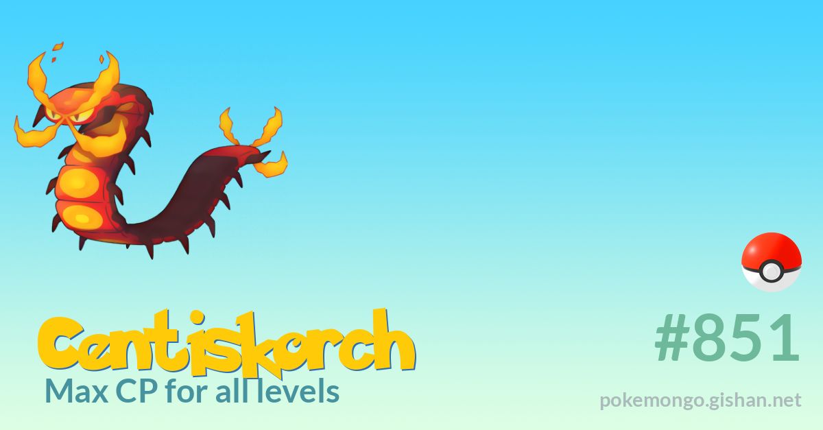 Centiskorch max CP for all levels - Pokemon Go