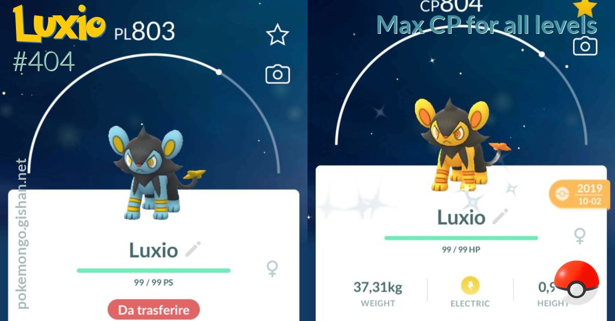 Luxio max CP for all levels - Pokemon Go