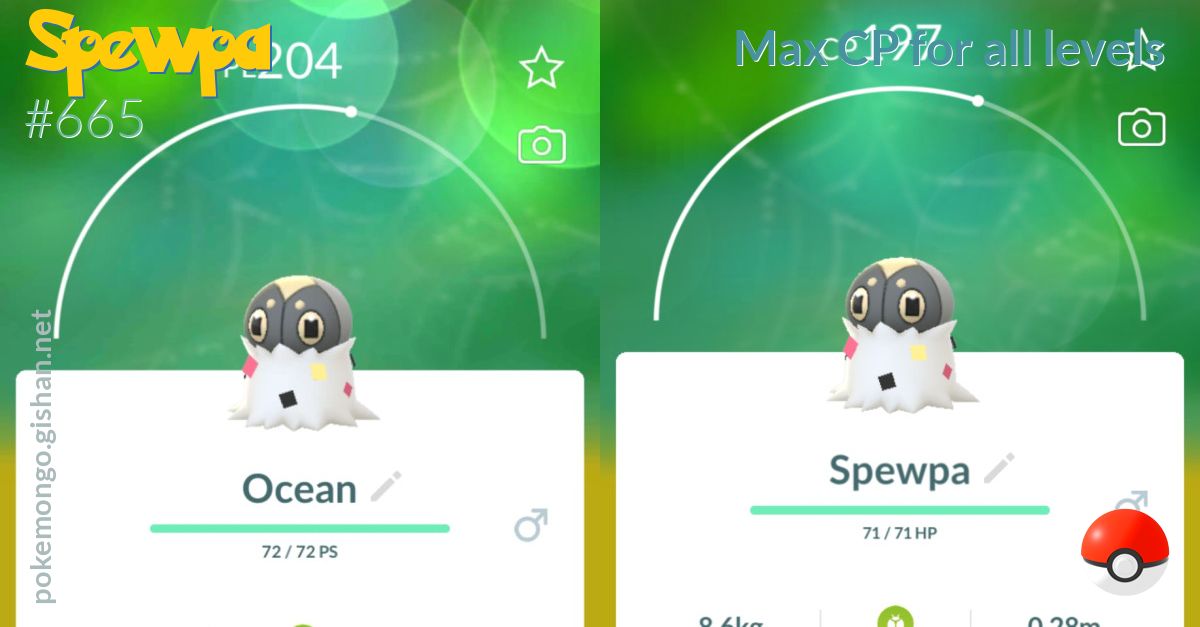 Spewpa max CP for all levels - Pokemon Go
